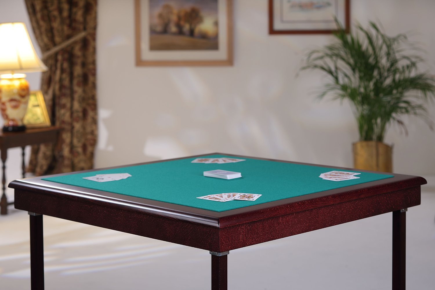 Pelissier Royal card table with mahogany finish and green baize - New ...