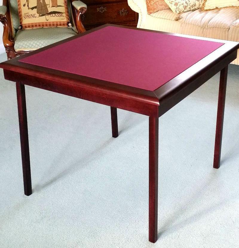Pelissier Royal card table with mahogany finish and burgundy red baize ...