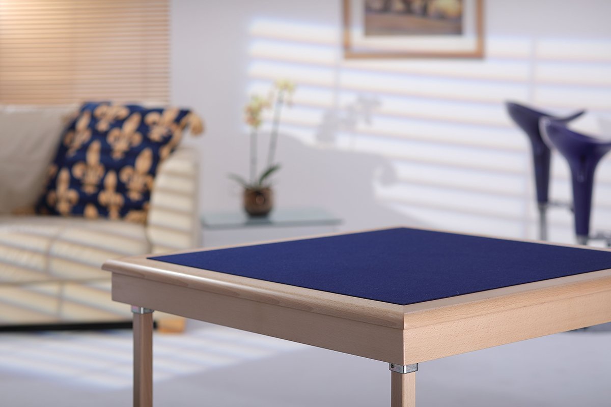 Pelissier Royal card table with natural beech finish and blue baize ...